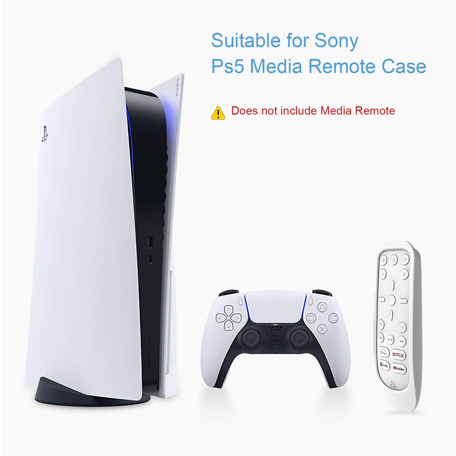 AKNES Silicone Cover for Playstation 5 Media Remote, Protective Skin Sleeve Case for PS5 Remote Control, with Hand Strap, Shockproof, Anti-Slip, Skin-Friendly,Bumper Back Cover - White