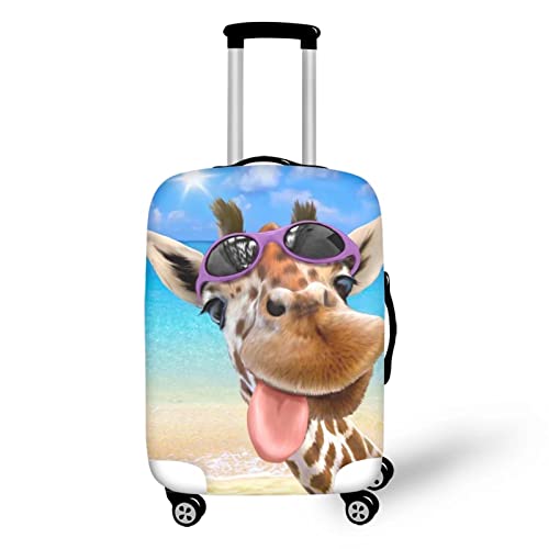 Cozeyat High Elastic Luggage Covers Fits 18-32 Inch,Cartoon Giraffe Design Soft Suitcase Protective Cover,Comfortable Baggage Protector Durable Trunk Case Size XL