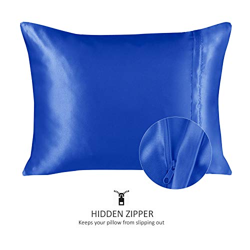 ShopBedding Luxury Satin Pillowcase for Hair – Standard Satin Pillowcase with Zipper, Royal (1 per Pack) – Blissford