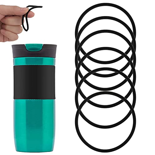 6pcs Replacement Rubber Lid Seals Compatible with 16 & 20 oz Contigo Snapseal Byron Travel Mug Ring, Leak-Proof Rubber Seals Lid Gaskets Replacement for Contigo Mugs (Black)
