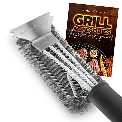 BBQ Grill Brush and Scraper, BBQ Brush for Grill Cleaning - 18” Extra Strong 3 in 1 Safe Wire Bristles Barbecue Triple Scrubber Grill Cleaning Brush for Gas Charcoal Grilling Grates BBQ Grill Brush