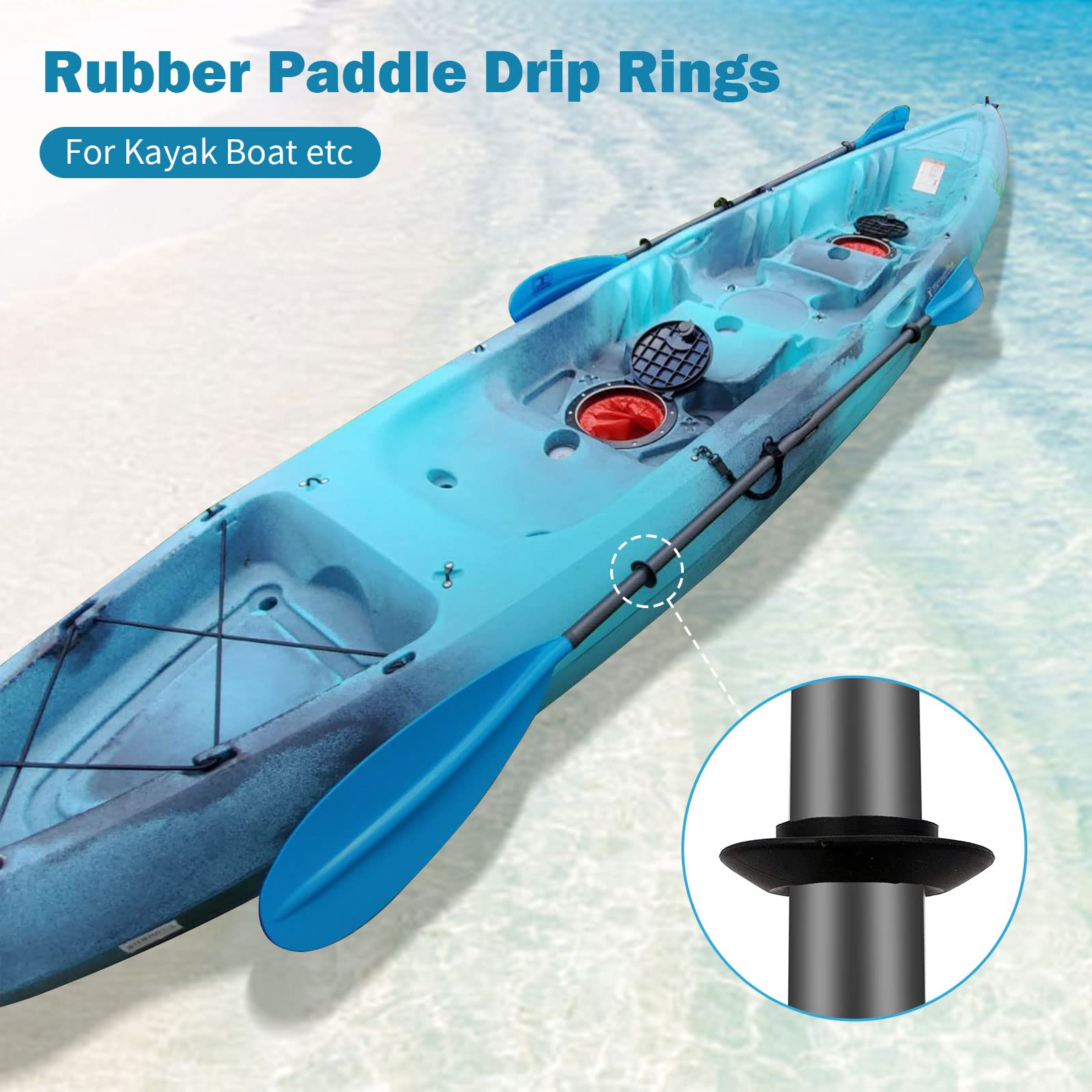 6Pcs Rubber Kayak Paddle Drip Rings Universal Canoe Paddle Drip Ring Keep Hand Dry Paddle Drip Rings for Kayak Canoe Paddle Accessories