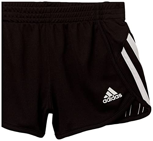 adidas Girls Sleeve Graphic Tee and Shorts Set, White with Black, 5