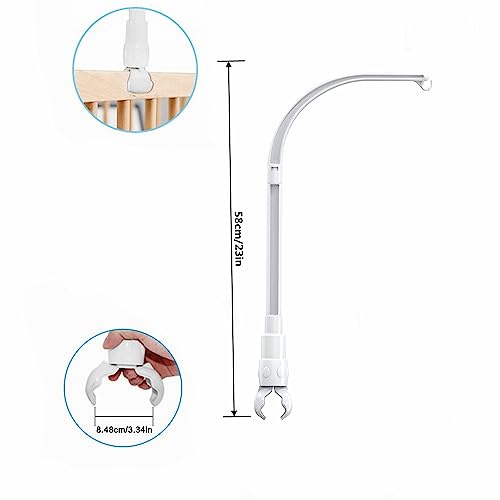 Accfore DIY 23 inches Crib Mobile Arm Nursery Mobile arm Baby Mobile Hanger, Mobile arm for Crib,The Claw Part can be Adjusted Width,DIY Toy Decoration (Crib Mobile Arm)