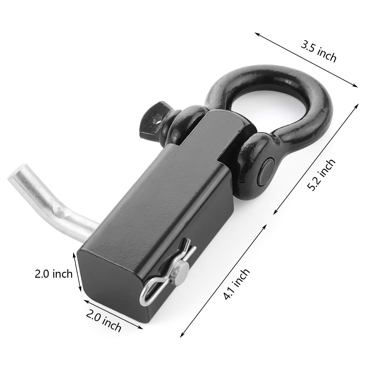 A-KARCK 2 Inch Shackle Hitch Receiver Fits 2 Inch Receiver Tube, Towing Accessories for Vehicle Recovery, Black Coating Never Rust