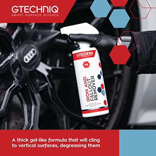 Gtechniq W6 Iron and General Fallout Remover for Cars, Brake Dust Degreaser and Cleaner for Wheels, Rims and Paintwork, Safe on Coatings, 500ml