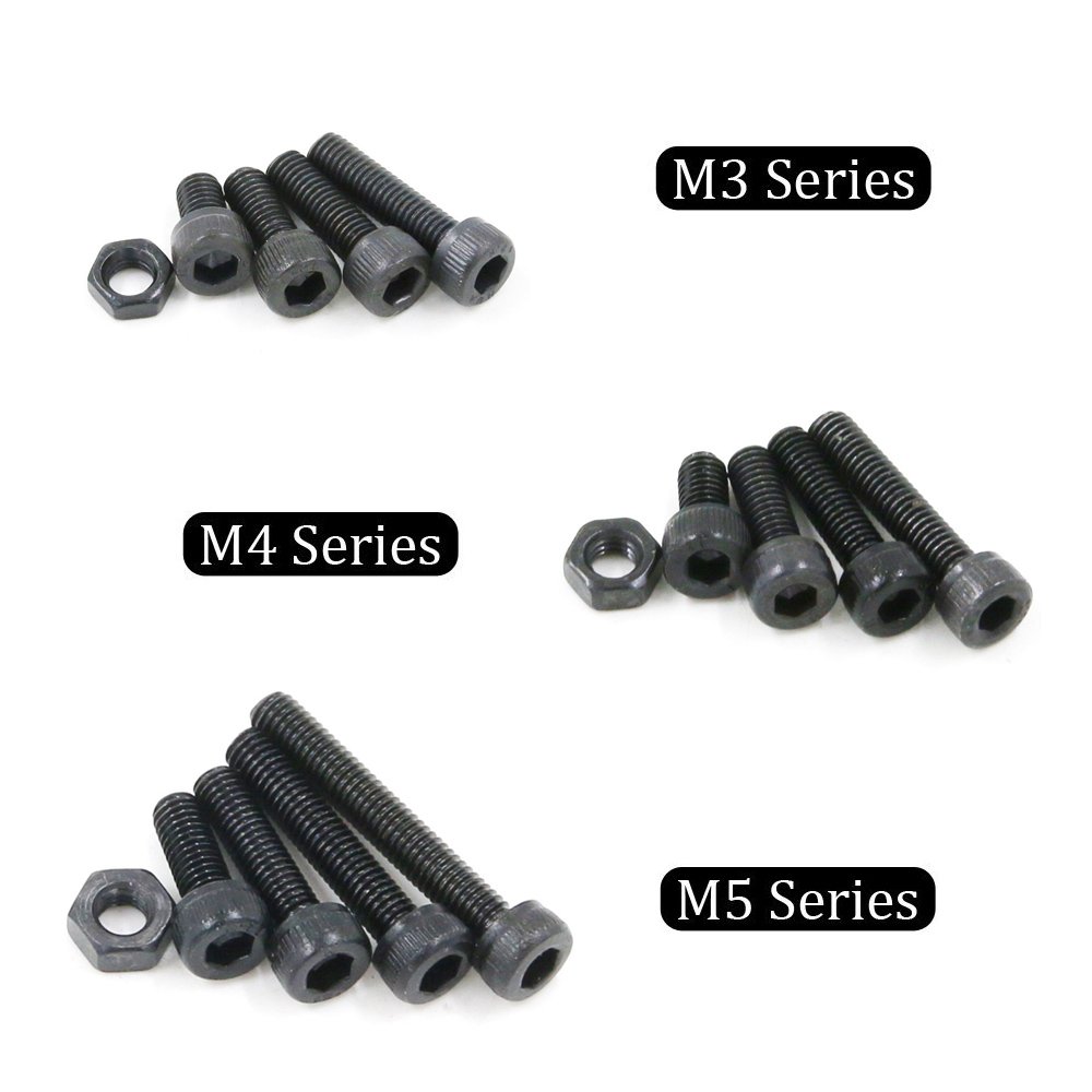 Hilitchi 510-Pcs M3 M4 M5 Alloy Steel Socket Cap Screws Hex Head Bolt Nuts Assortment Kit - 12.9 Grade Alloy Steel (Hex Socket)