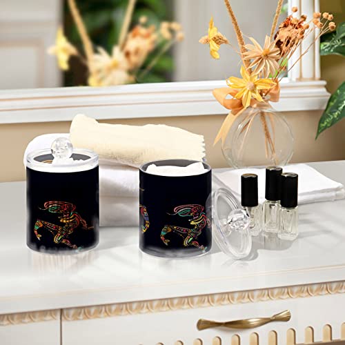 Blueangle 2PCS African Girl Dancer Qtip Holder Dispenser with Lids - Apothecary Jar Containers for Vanity Organizer Storage - Plastic Food Storage Canisters(1031)