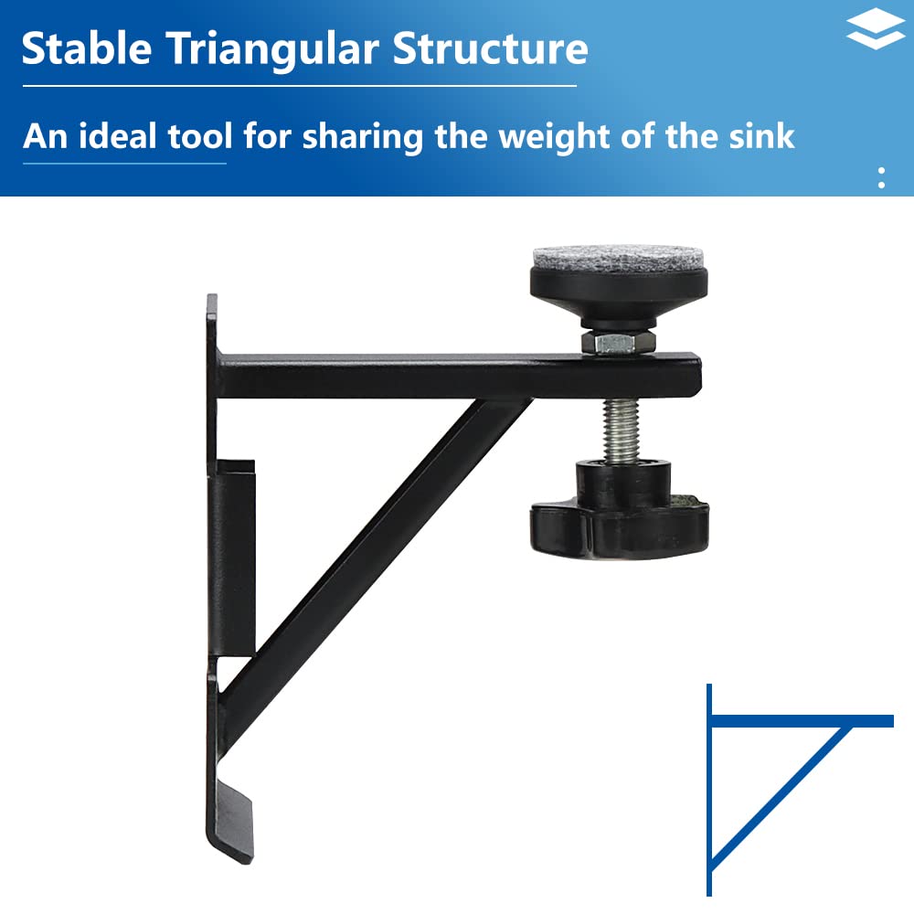 A-KARCK Undermount Sink Brackets for Narrow Cabinet, Sink Repair Kit with Black Coating Prevent Rust, 13 GA Steel Effectively Share Sink Weight(2 PCS)