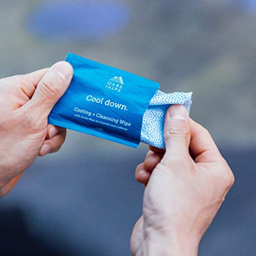 Oars + Alps Face and Body Wipes, Dermatologist Tested Skin Care Infused with Caffeine and Menthol, TSA Approved, 14 Wipes Total