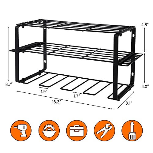 TC-HOMENY Power Tool Organizer, 3 Tier Garage Tool Storage Rack, Power tool organization and storage, Wall Mounted Drill Rack, Removable Design for Workshop ToolRoom Garage (Black)