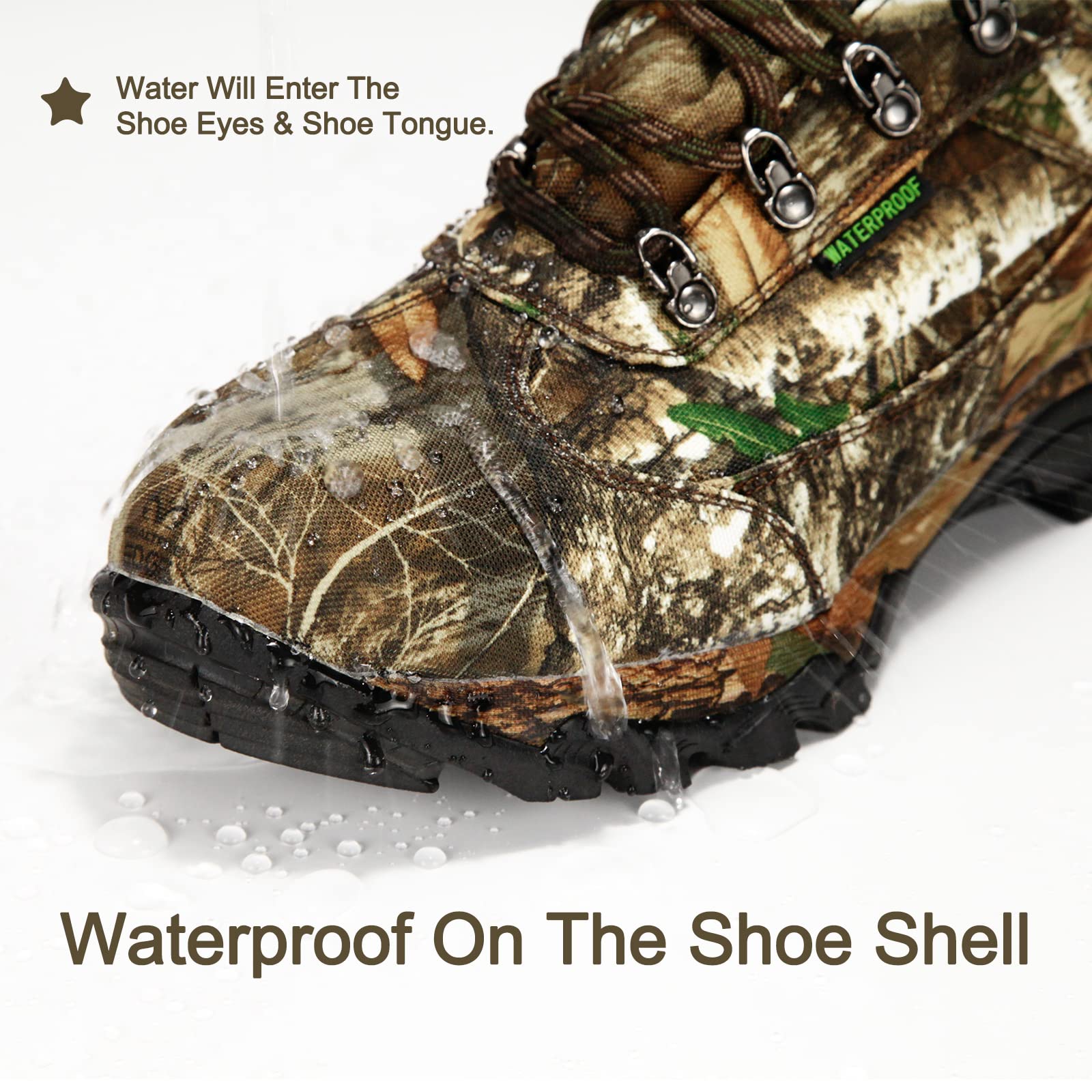 8 Fans Hunting Boots 9 Inch Lightweight Hiking Boots with 800G Thinsulate Insulation with Memory Foam Insole Camo Boots for Men Size 10