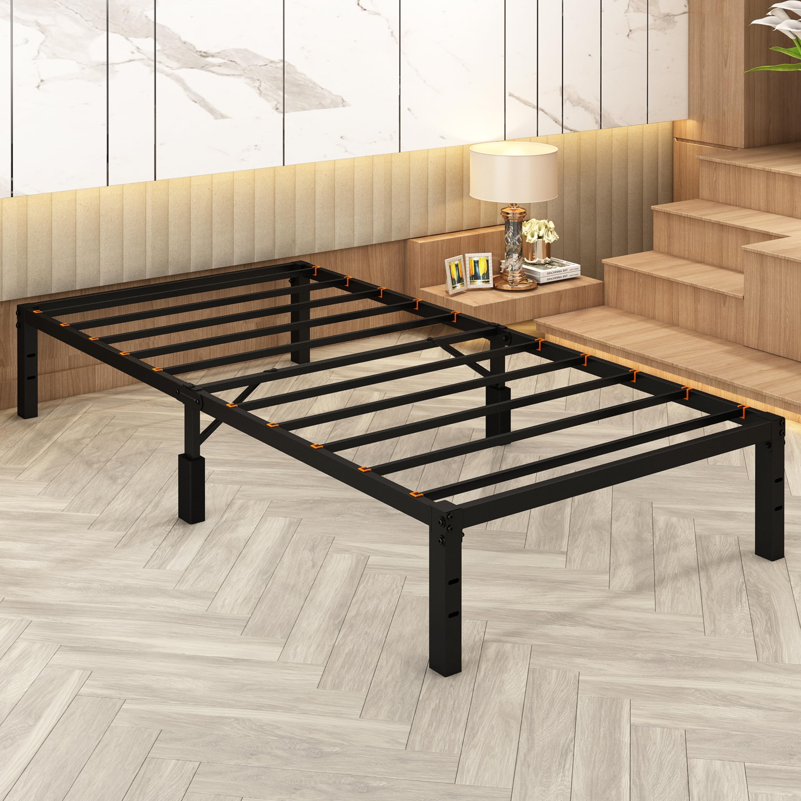 Prodature Queen-Bed-Frame-Low-Profile-6 Inch - Heavy Duty Metal Platform No Box Spring Needed Mattress Foundation Noise-Free,Black