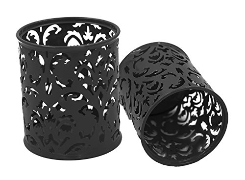 EasyPAG 2 Pack Pen Holder Desk Organizer Pen Pencil Cup Marker Holder Makeup Brush Holders,Black