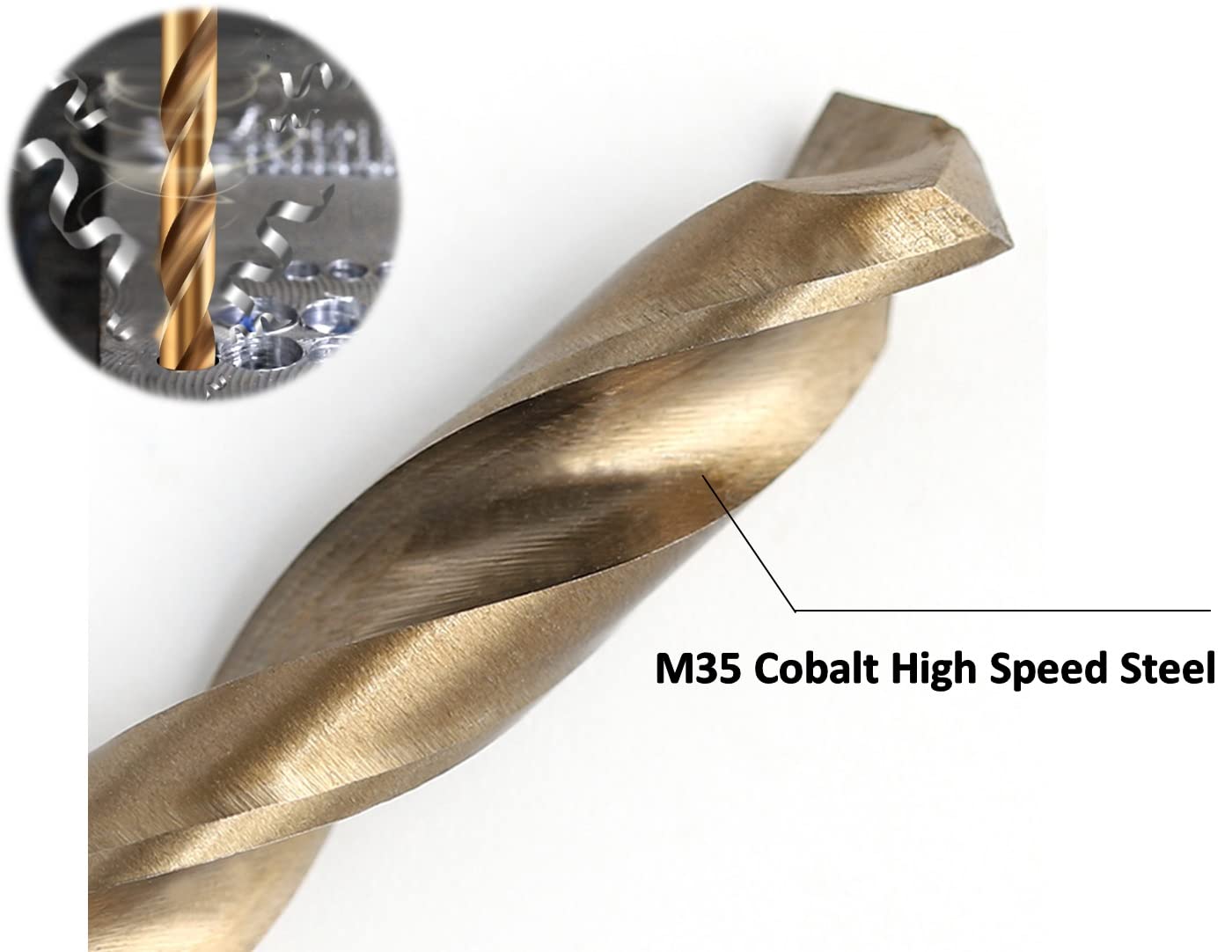 aiyun 1/8" Cobalt Drill Bits, 10 Pack M35 Jobber Length Twsit Drill Bit Set for Hard Metal, Stainless Steel (1/8")
