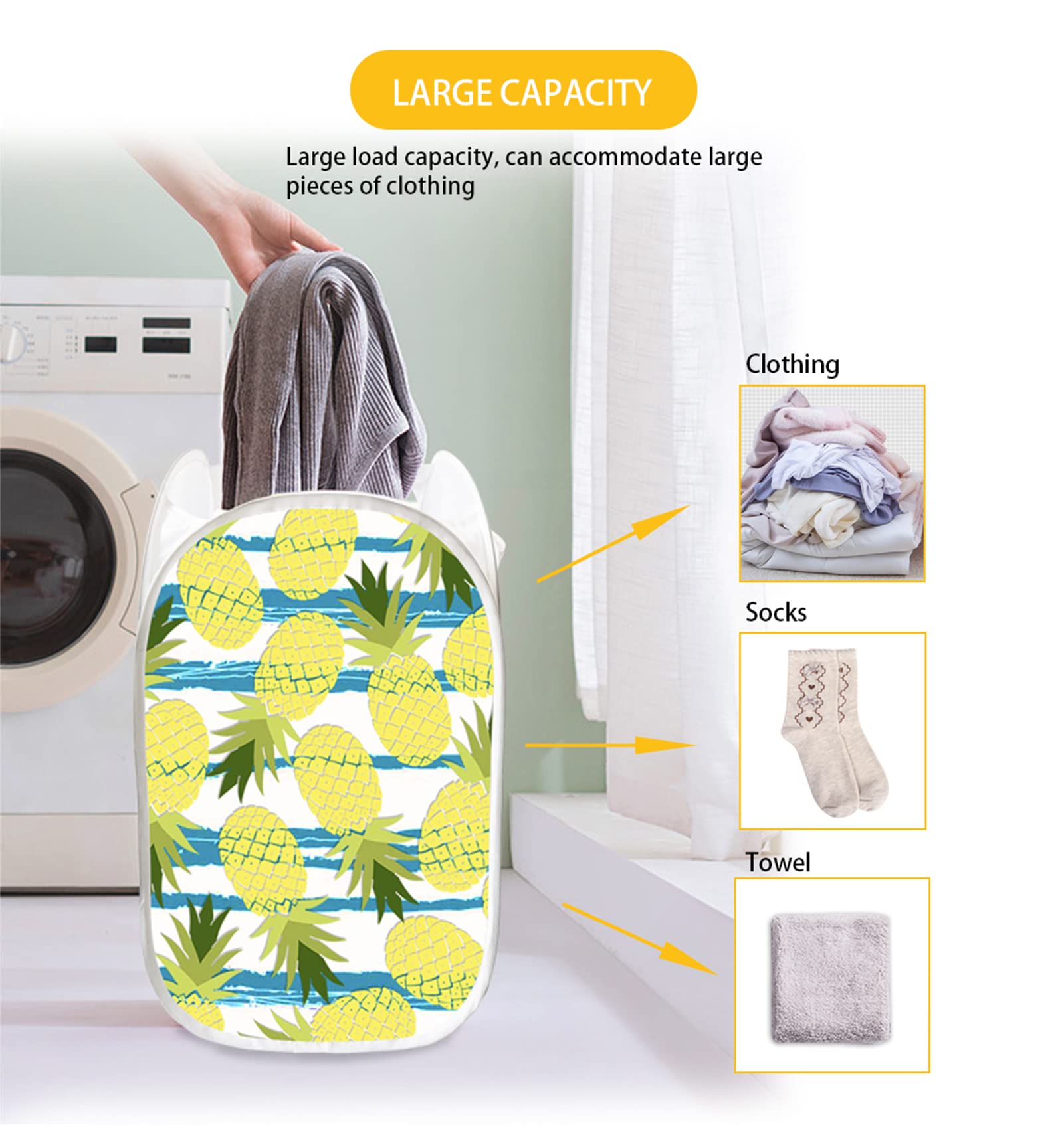 Coldinair Strawberry Floral Pink Mesh Pop Up Laundry Hamper,Foldable Collapsible Laundry Dirty Clothes Basket for Home,Dorm,Apartment or Travel