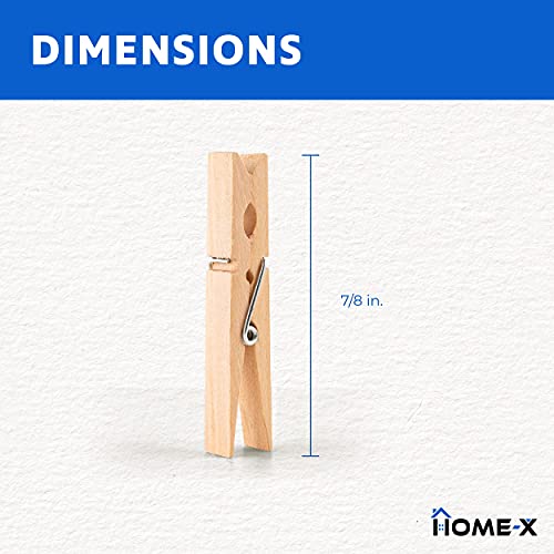 Home-X Heavy Duty Wooden Clothespins | Durable Outdoor Clothes Pins for Hanging Clothes and Drying Laundry, Set of 100