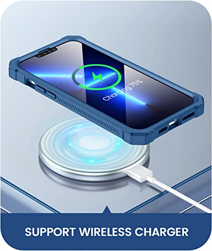Caka for iPhone 13 Pro Max Case, iPhone 12 Pro Max Phone Case with Screen Protector & Slide Camera Cover Heavy Duty Protection Shockproof Phone Case Cover for iPhone 13 Pro Max 12 Pro Max, Blue