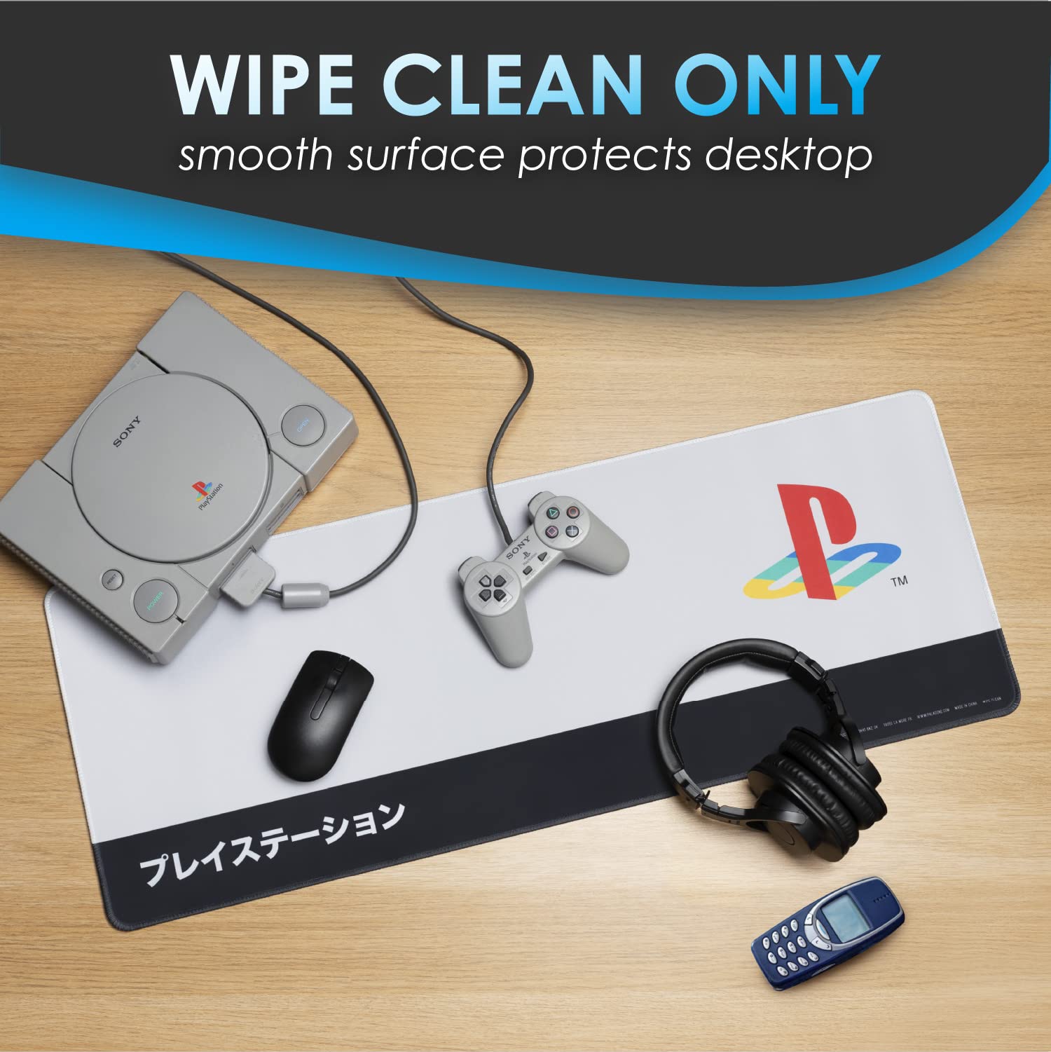 PlayStation Heritage Desk Mat, Large Gaming Mouse Pad for Desk 30 x 80 cm, 12" x 31"