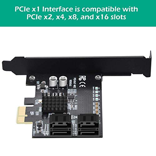 MZHOU PCIE 2.0 X 1 to SATA 4 Port Adapter Card Marvell Chipset Without Raid for Ipfs Mining and Adding Sata 3.0 Devices