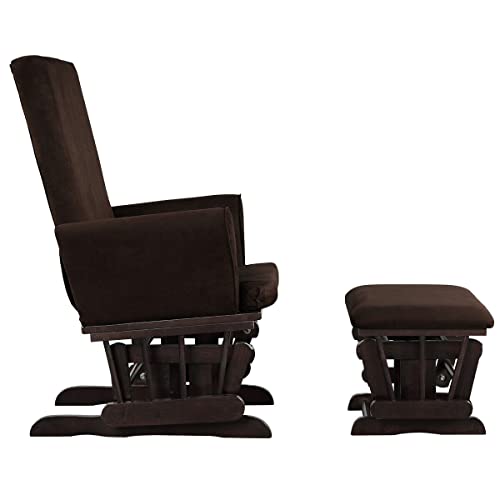 Premium Comfort Practical Rocking Chair Solid Wood Construction, Incredibly Smooth Quiet Gliding Baby Nursery Relax Chair Glider Ottoman Set with Cushion Brown