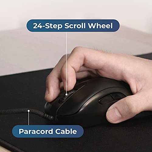 BenQ Zowie EC3-C Ergonomic Gaming Mouse | Professional Esports Performance | Lighter Weight | Driverless | Paracord Cable | 24-Step Scroll Wheel | Matte Black | Small Size