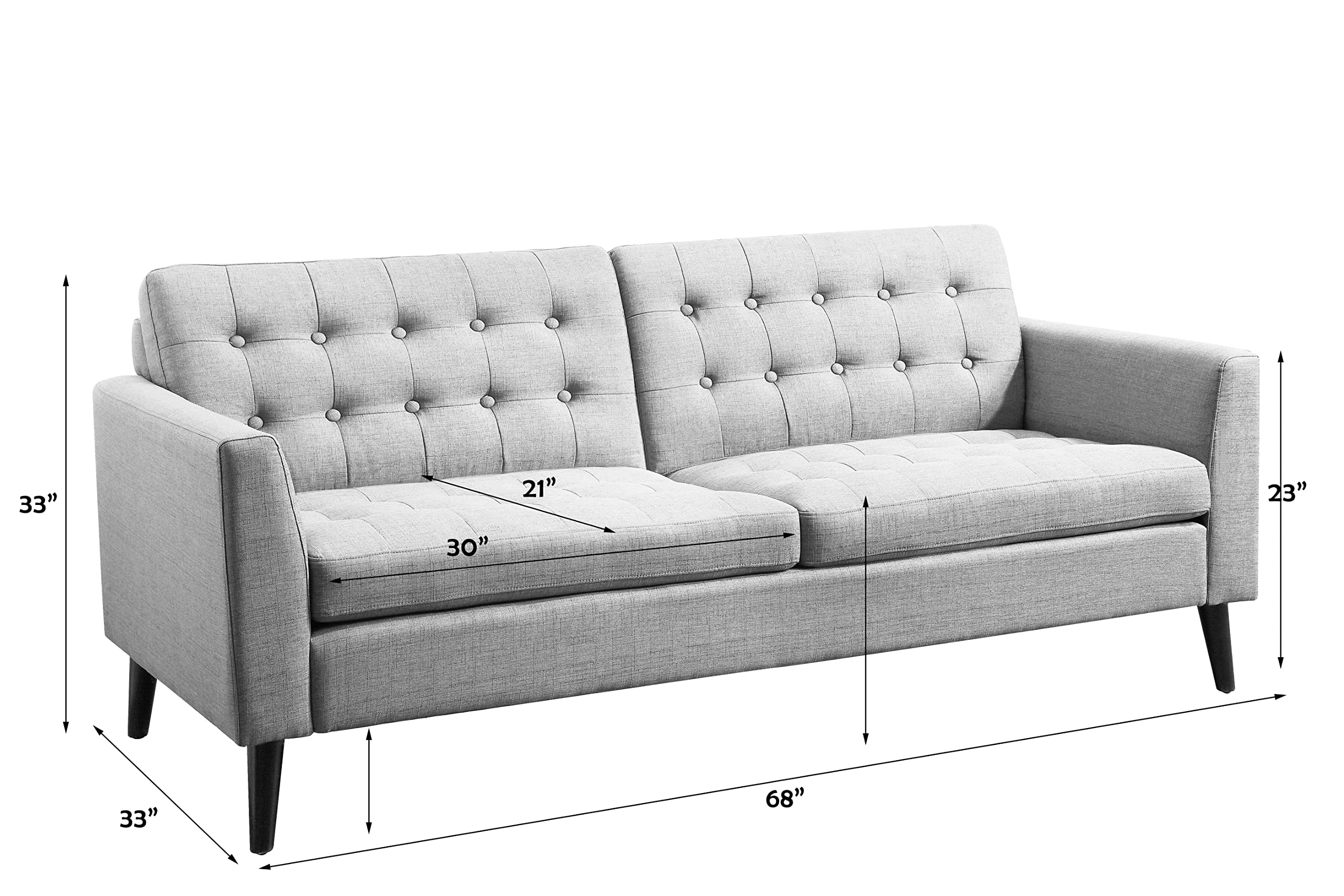 Rosevera Alderbrook Loveseat Long para Sala Love Seats Furniture Sofa in a Box Small Area Couches for Living Room, Standard, Light Grey
