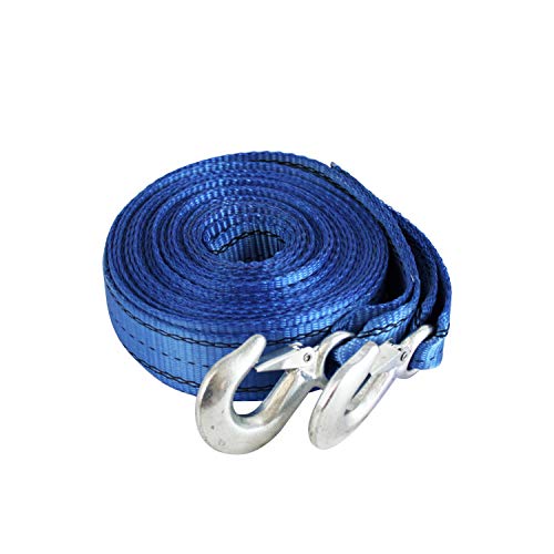 TEXALAN 4.5 Ton 2 Inch x 30 Ft. Polyester Tow Strap Rope 2 Hooks 9000lb Towing Recovery