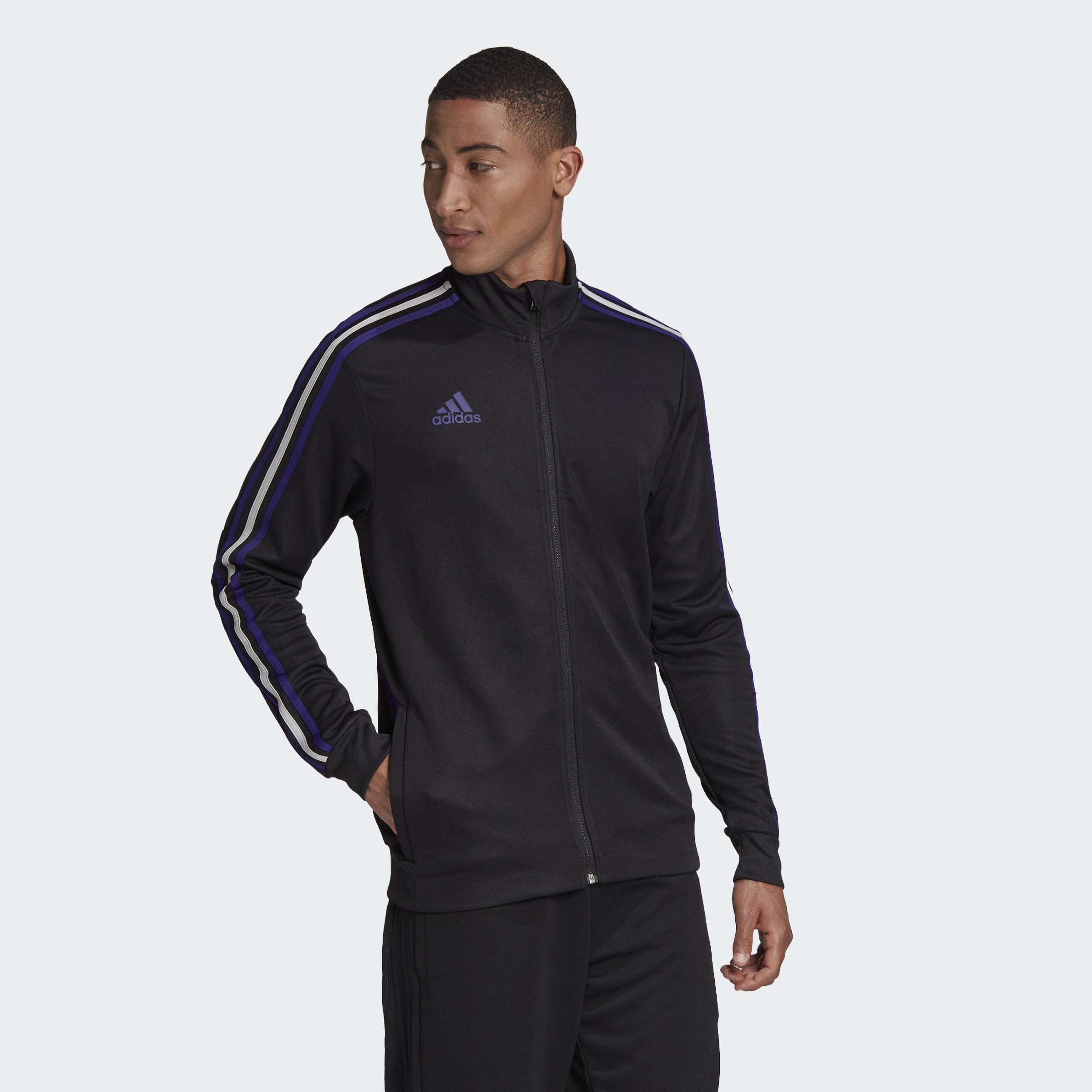 adidas Male Soccer Tiro Track Jacket , Black/Purple/Matte Silver , 2XL