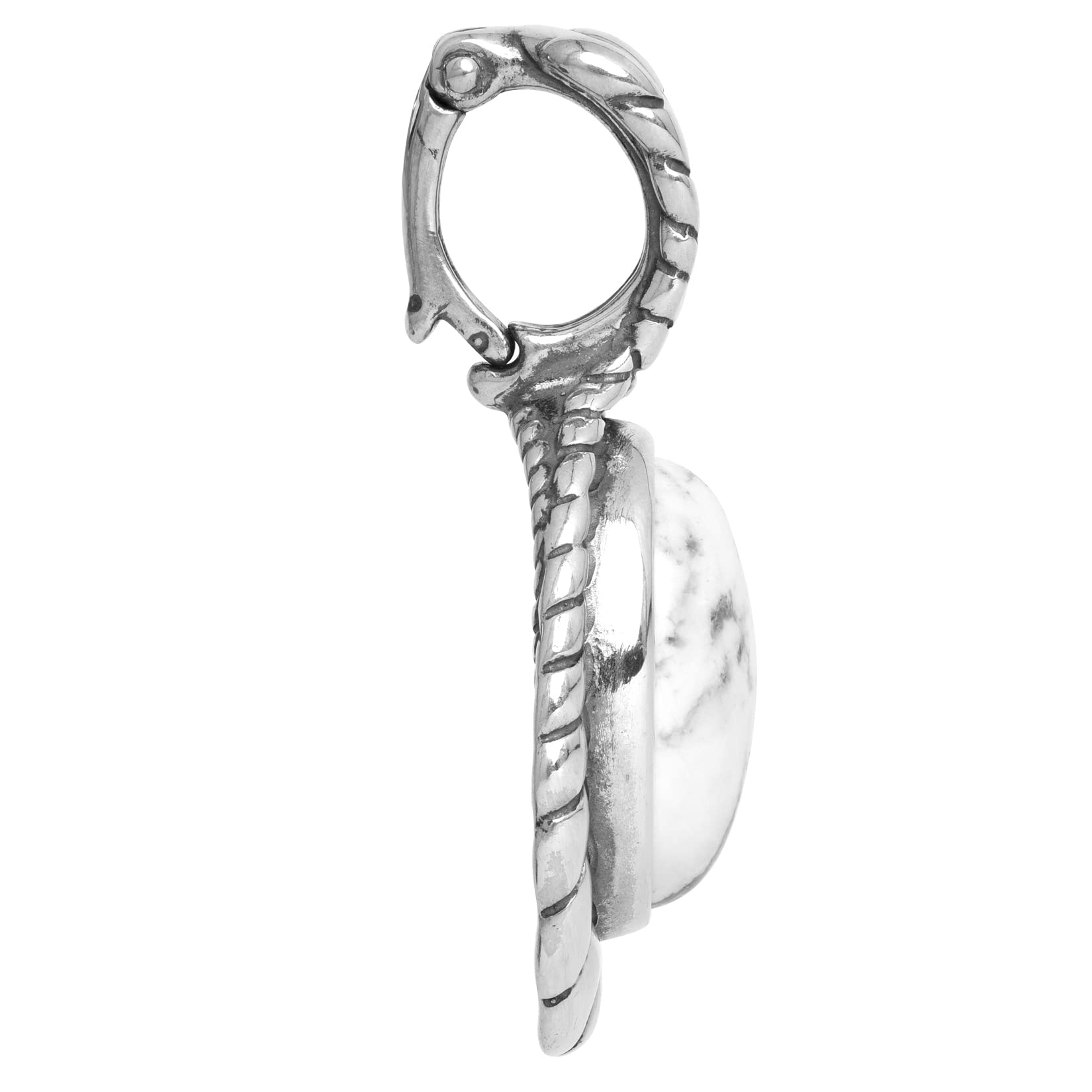 American West Sterling Silver Women's Pendant Enhancer White Howlite Gemstone Oval Design