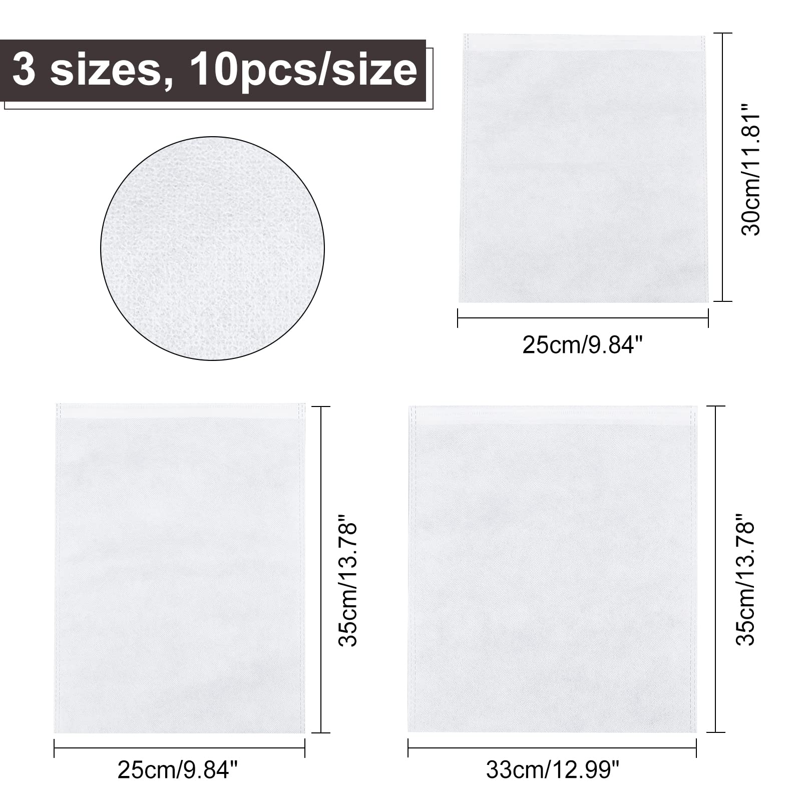 CHGCRAFT 30Pcs 3Sizes Non-Woven Fabric Dustproof Handbag Storage Organizer White Bag Dust Cover for Storage