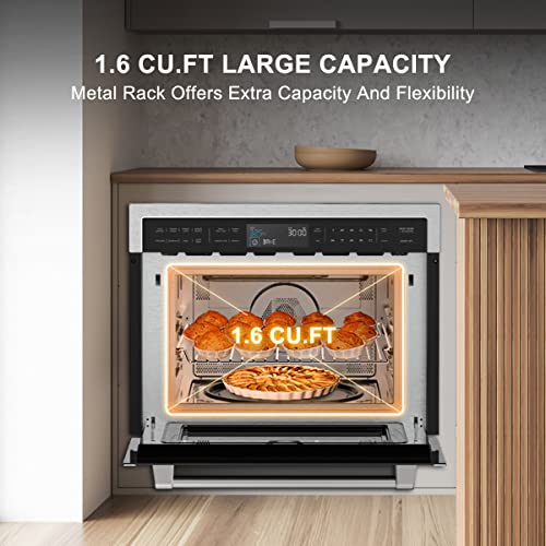 Built In Microwave, GASLAND Chef BMD1602S 24 Inch Built-in Convenction Microwave Oven with 1.6 Cu. Ft Capacity, 1000 Watt, Sensor Cook, Drop Down Door in Stainless Steel