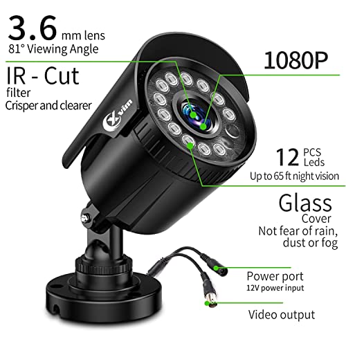XVIM 1080P Wired Security Cameras System - 8CH Home Security Camera System DVR(No Hard Drive), 8PCS Security Cameras, IP66 Waterproof Outdoor Camera System, Night Vision, Motion Detect, APP Access