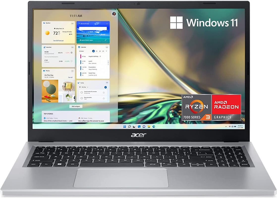 acer Aspire 3 Slim Laptop, 15.6" FHD(1920x1080) IPS Display, AMD Ryzen 3 7320U, 4 Cores Processor, 8GB LPDDR5 RAM, 512GB SSD, Webcam, Wi-Fi 6, Windows 11S, EAT Cloth