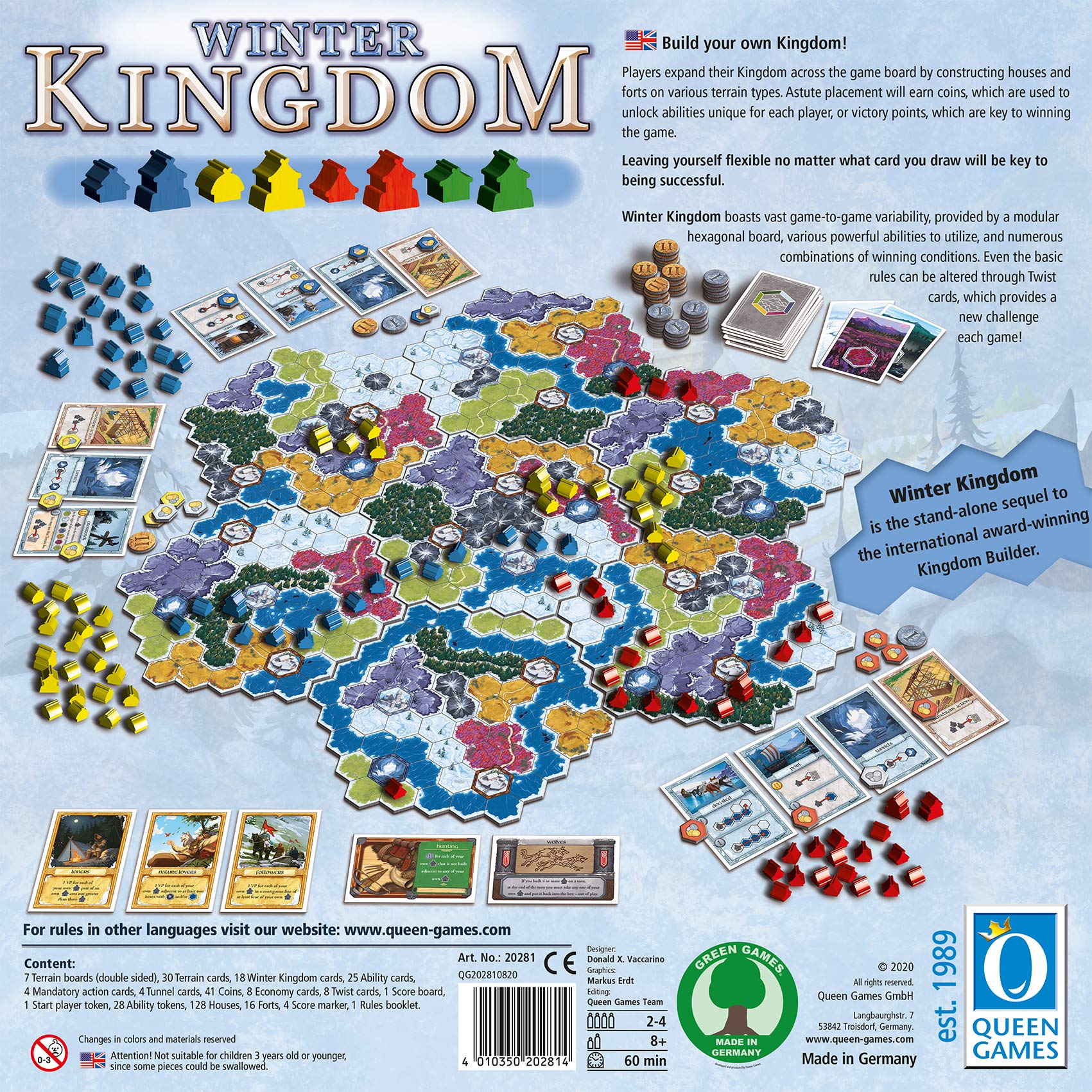 Queen Games Winter Kingdom Strategy Board Game for Families, Adults, Kids Ages 8+, 2-4 Players