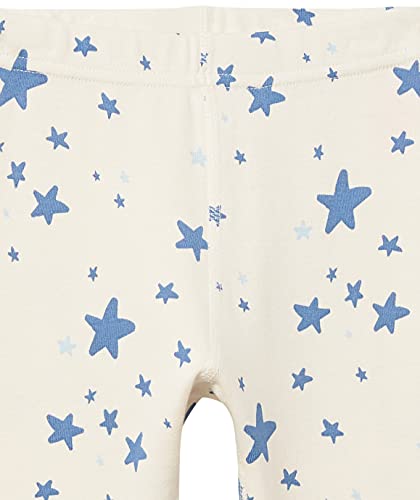 Moon and Back by Hanna Andersson Unisex Toddlers' Organic Cotton Long-Sleeve Top and Bottom Pajama Set, Blue Ecru Stars, 2T