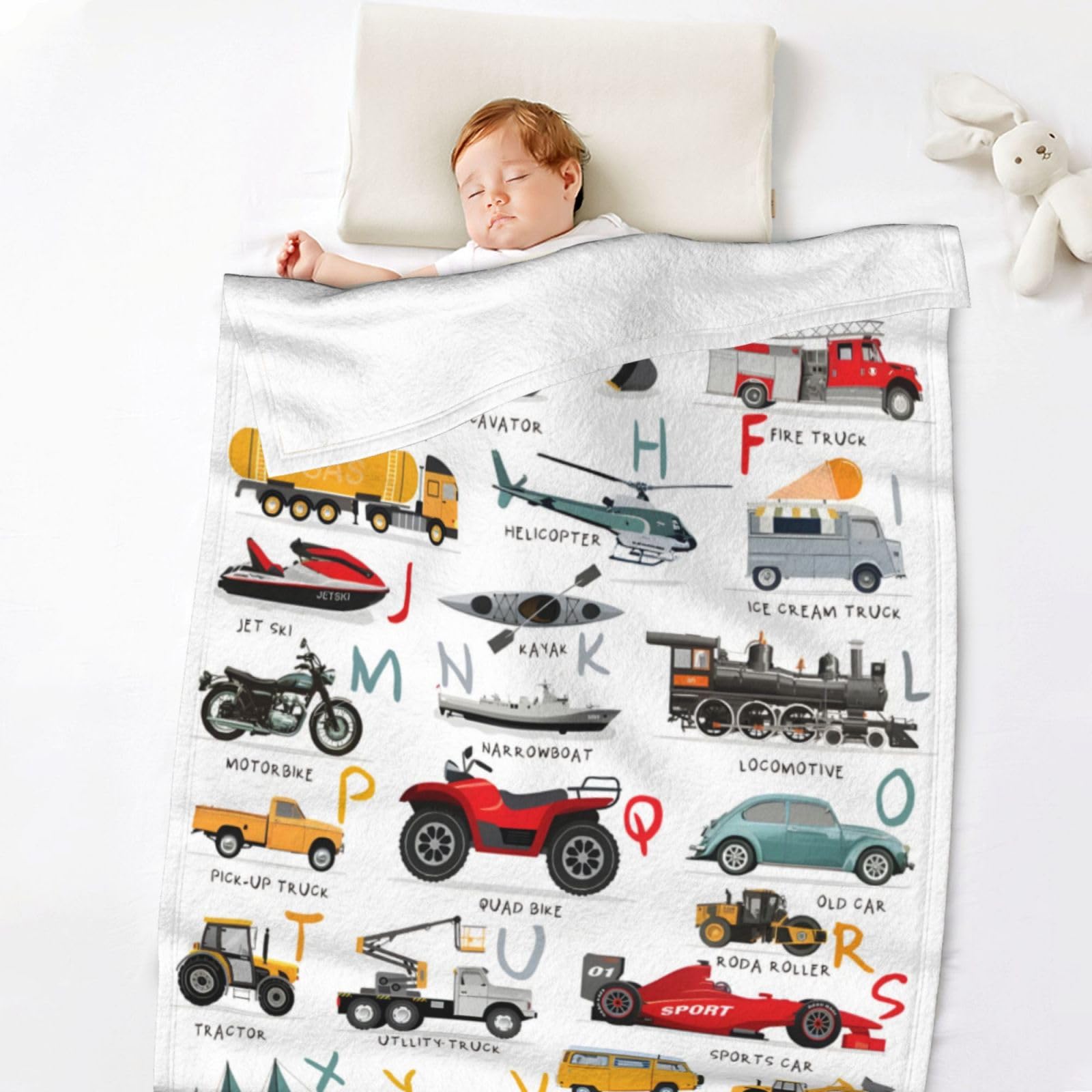Animal Alphabet Throw Blanket (32x48 inches) Soft Lightweight Blanket Plush Cozy Throw for Kids Girls and Boys