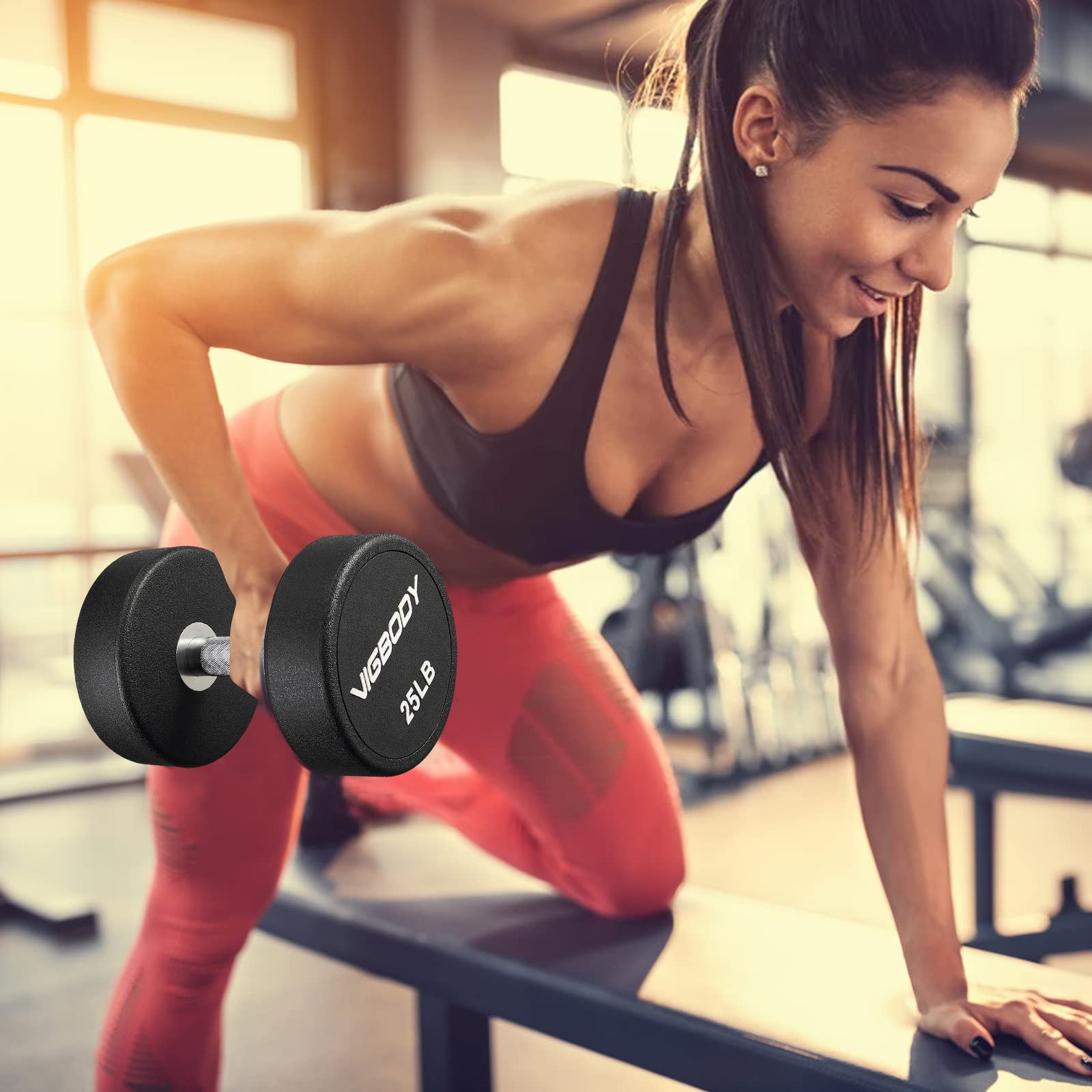 VIGBODY Dumbbell Weights Barbell with Metal Handles for Strength Training, Full Body Workout, Functional and HIT Workout Single