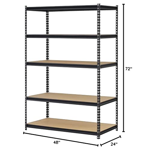 edsal UR245AZ-BLK Steel Storage Rack, 5 Adjustable Shelves, 4000 lb. Capacity, 72" Height x 48" Width x 24" Depth, Black