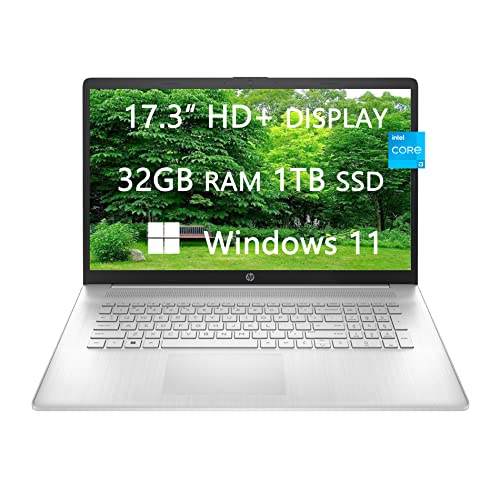 HP 2023 Newest Laptops for College Student & Business, 17.3 inch HD+ Computer, Intel Core i3-1125G4, 32GB RAM, 1TB SSD, Webcam, Wi-Fi, Fast Charge, HDMI, Bluetooth, Windows 11, LIONEYE HDMI Cable