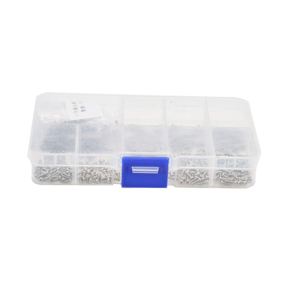 M1 M1.2 M1.4 M1.6 Pan Head Small Machine Screw Phillips Round Head Metric Thread Bolt Assortment Kit 304 Stainless Steel