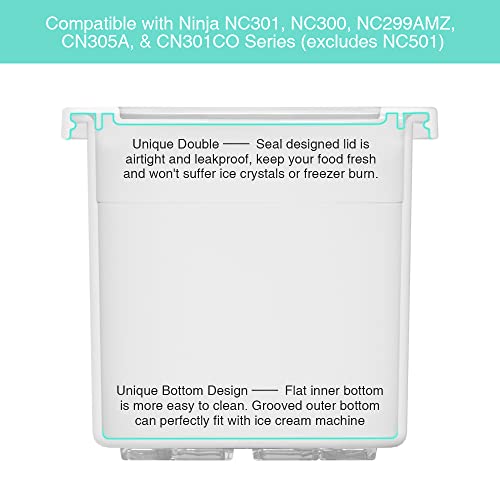 ARCOOLOR Pint Containers with Silicone Lids 4 Pack Replacement for Ninja Pints and Lids, Compatible with NC299AMZ & NC300s Series Ice Cream Maker with E-Cookbook, Airtight & Dishwasher Safe (Mix2)