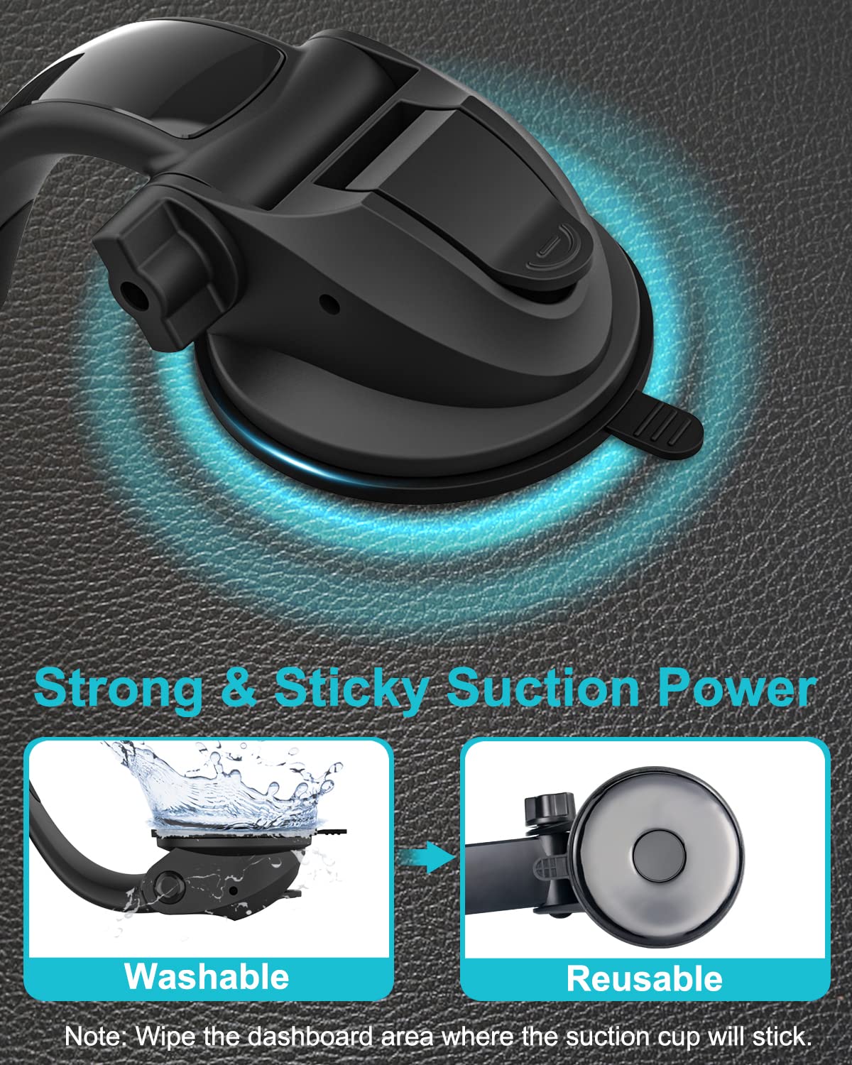 Aozcu Dashboard Car Tablet Mount for Truck, Strong Sticky Suction Cup iPad Holder, Dash Tablet Stand with Adjustable Arm for iPad Pro 12.9 11 Mini Air 5 4, Galaxy Tabs, iPhone, 4-13" Tablets & Phones