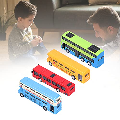 AOZU Kids Bus Model, Safe Materials Cartoon Graffiti Spray Paint Bus Toy Set for Kids((Group C Bus Set 4 Piece Set))