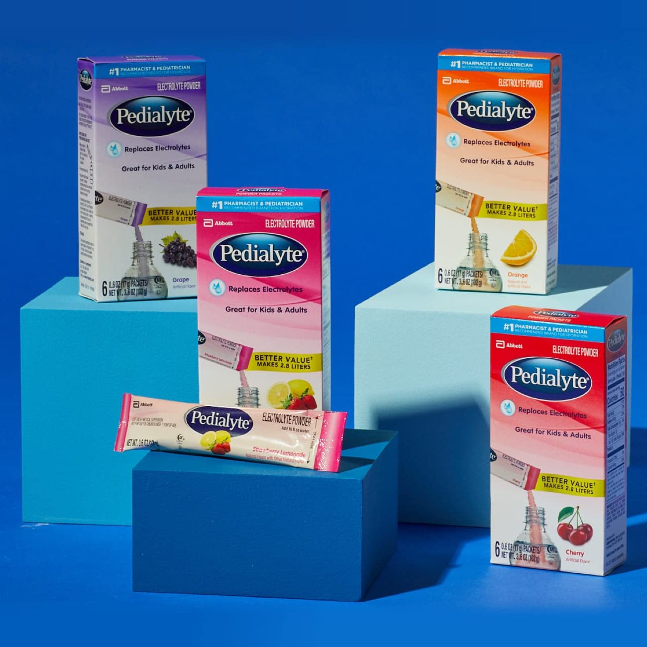 Pedialyte Electrolyte Powder Packets, Cherry, Hydration Drink, 100 Single-Serving Powder Packets