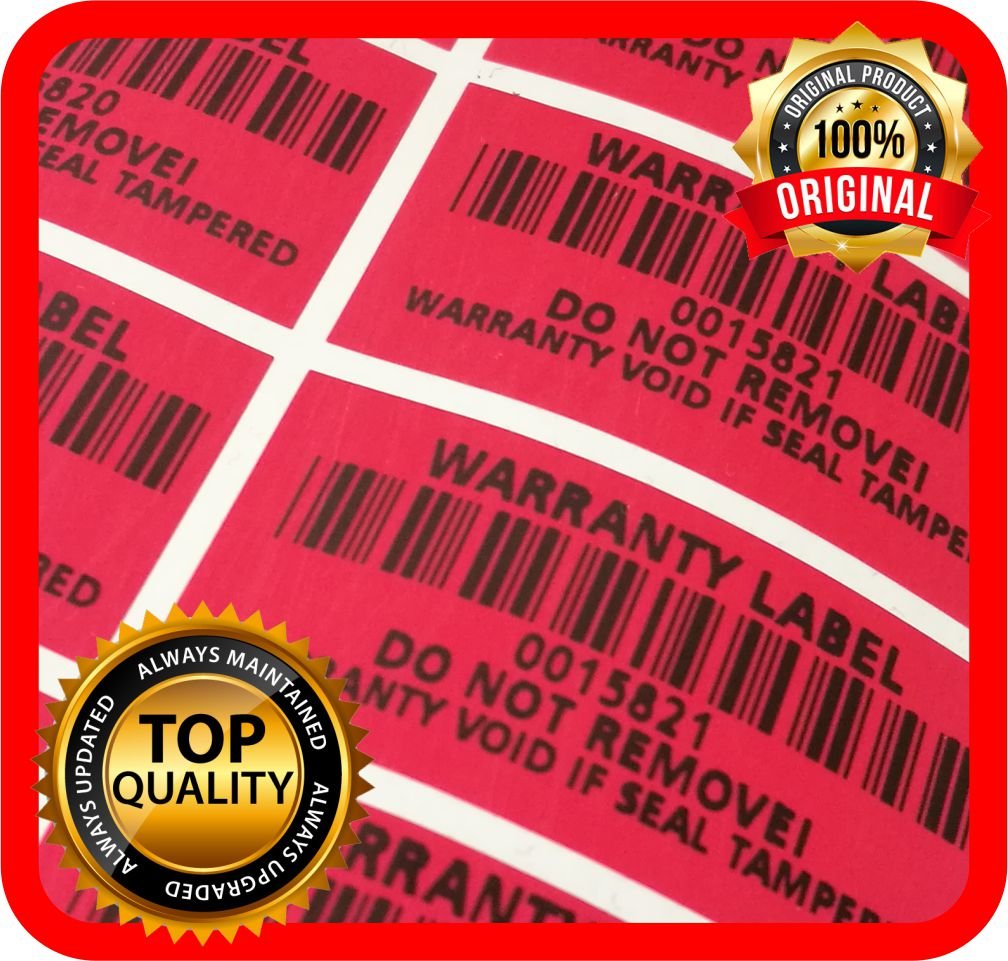 Holomarks 300 pcs Red Tamper Evident Warranty Labels Security Stickers Low Residue 1.57 x .787 inch