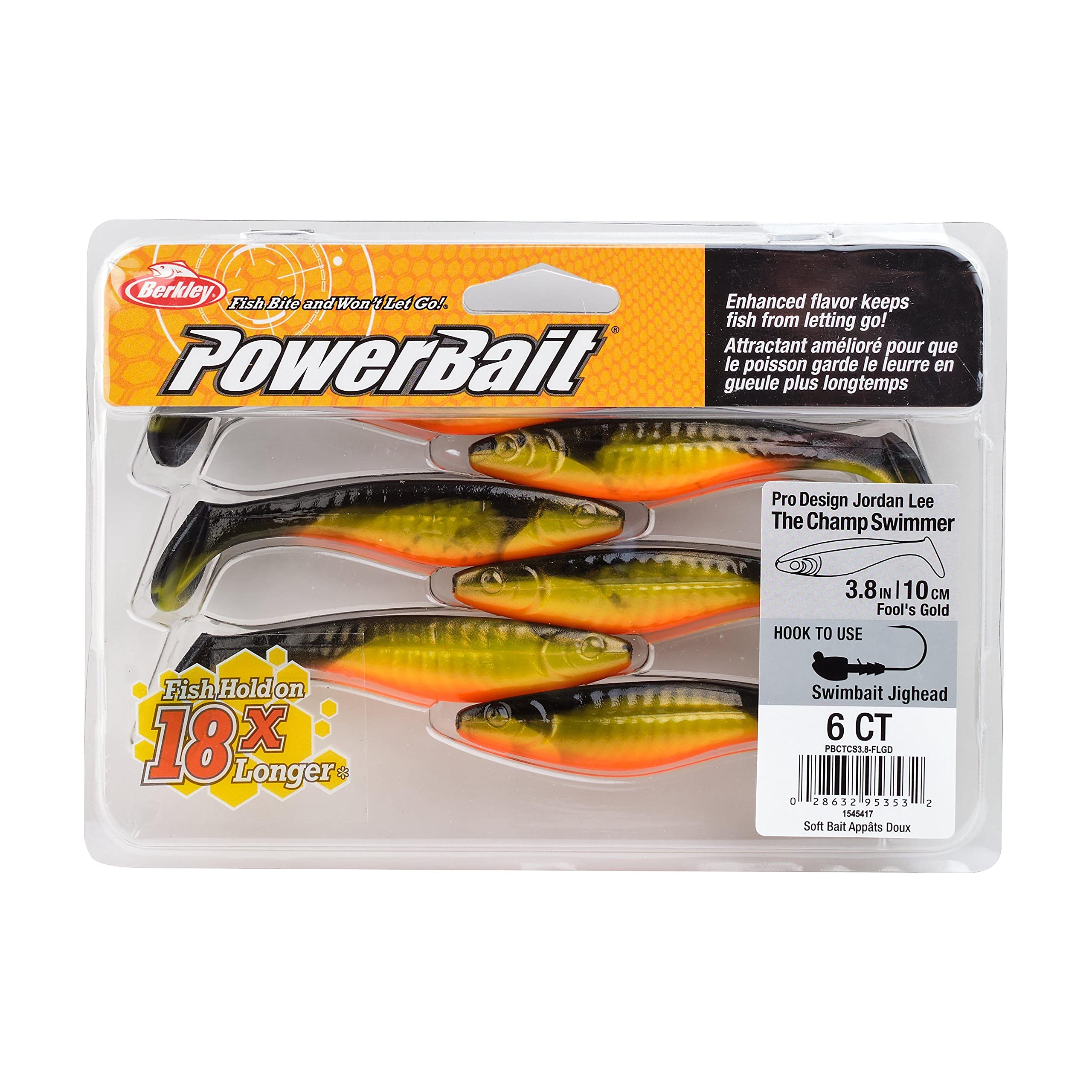 Berkley Powerbait The Champ Swimmer Fishing Soft Bait, Fool's Gold, 3.8"