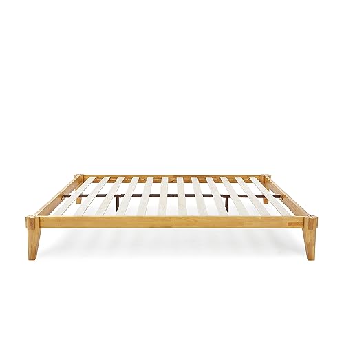 Bme Chalipa 14” Full Size Bed Frame - Wood Platform Bed - Wood Slat Support - No Box Spring Needed - Easy Assembly - Minimalist & Modern Style, Natural