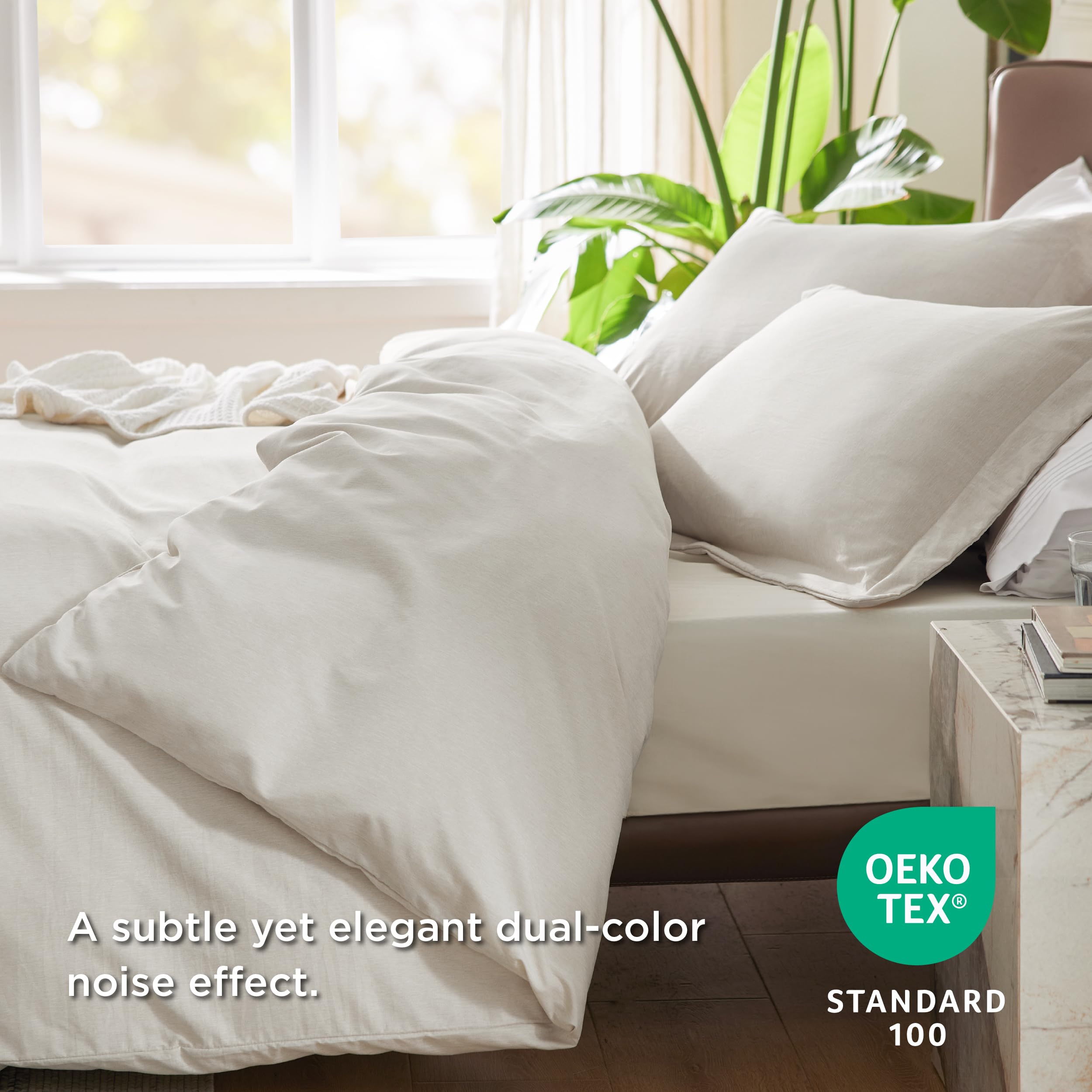 Bedsure Bundle of Ruched Sheet Set and Cationic Dyed Duvet Cover Set, Cal King Size