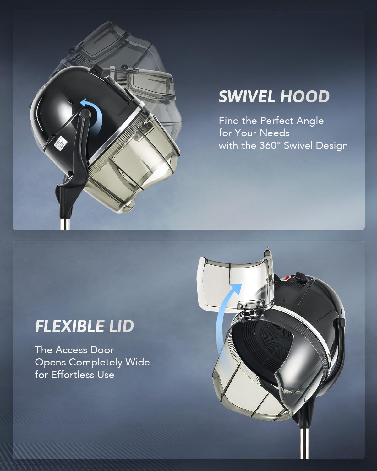 CO-Z Professional Adjustable Hooded Stand-Up Hair Bonnet Dryer with Timer Swivel Caster Rolling Base for Beauty Salon or Home Use